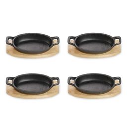ECHTWERK Pfannenset Small, Schwarz, Metall, 4-teilig, 0,25 L, oval, 9.2x3x15.3 cm, kratzfest, Kochen, Pfannen, Pfannensets
