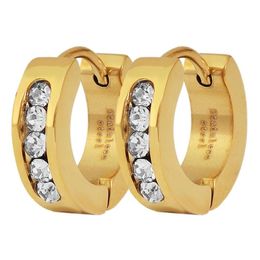 Adelia&acute;s Klappcreolen ADELIA&acute;S "Ohrringe &ndash; Klappcreole aus Edelstahl mit Strass Steinchen", Damen, Gr. Damen, Edelstahl, gold, Ohrringe Klappcreolen, Sch&ouml;ne Geschenkidee zum Weihnachten