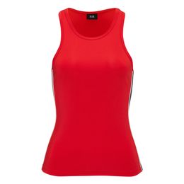H.I.S. Trainingstop H.I.S, Damen, Gr. XS, rot, Single Jersey, Obermaterial: 90% Polyester, 10% Elasthan, unifarben mit Farbeinsatz, tiefer Rundhals, Tops, mit Racerback