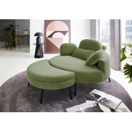 Loveseat OTTO HOME "Riko Sessel, B: 110 cm, Sitzh&ouml;he: 44 cm", gr&uuml;n, B:110cm H:84cm T:110cm, 95%Polyester, 5%Polyamide, Sessel, XXL- Sessel, mit Stauraumhocker, R&uuml;ckenst&uuml;tze & 4 Zierkissen