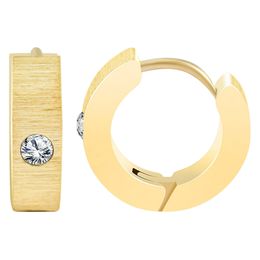 Adelia&acute;s Paar Creolen ADELIA&acute;S "Ohrringe &ndash; Creole aus Edelstahl mit Strass Steinchen", Damen, Gr. Damen, Edelstahl, gold, Ohrringe, Ideal als Geschenk &ndash; dezent und elegant