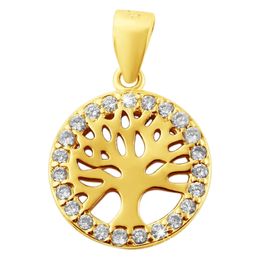 Adelia&acute;s Kettenanh&auml;nger ADELIA&acute;S "Anh&auml;nger &ndash; Lebensbaumanh&auml;nger aus 925 Silber mit Zirkonia", gold, Schmuckanh&auml;nger, Damen, Silber 925 (Sterlingsilber), Kettenanh&auml;nger, Ideal als Geschenk f&uuml;r besondere Anl&auml;sse
