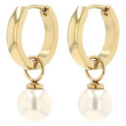 Adelia&acute;s Klappcreolen ADELIA&acute;S "Ohrringe &ndash; Klappcreole aus Edelstahl mit Perle", Damen, Gr. Damen, Edelstahl, gold, Ohrringe Klappcreolen, Perfekt als Geschenk f&uuml;r besondere Menschen