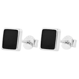 Adelia&acute;s Paar Ohrh&auml;nger ADELIA&acute;S "Ohrringe &ndash; Ohrstecker aus 925 Silber mit Emaille", Damen, Gr. Damen, Silber 925 (Sterlingsilber), schwarz, Ohrringe, Perfekt zum Verschenken an besondere Menschen