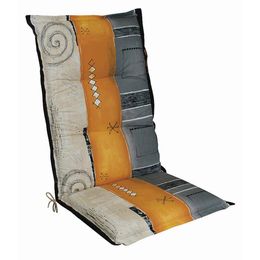 Sesselauflage, Grau, Natur, Orange, Textil, Streifen, F&uuml;llung: Schaumstoff, Vlies, 50x9x120 cm, Made in Germany, Outdoor-Kissen, Gartenstuhlauflagen