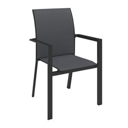 Ambia Garden Stapelsessel, Hellgrau, Dunkelgrau, Metall, Textil, eckig, Flachrohr, 56x88x64 cm, stapelbar, Gartenm&ouml;bel, Gartenst&uuml;hle, Gartenst&uuml;hle stapelbar