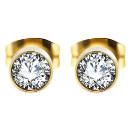 Adelia&acute;s Paar Ohrh&auml;nger ADELIA&acute;S "Ohrringe &ndash; Ohrstecker aus Edelstahl mit Zirkonia", Damen, Gr. Damen, Edelstahl, gold, Ohrringe, Ideal als Geschenk f&uuml;r besondere Anl&auml;sse