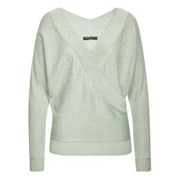 Langarmshirt French Connection, Damen, Gr. 36/38, wei&szlig;, neutral, Feinstrick, Obermaterial: 40% Viskose, 30% Polyacryl, 30% Polyester, bequem, V-Ausschnitt, elastischer Bund, Shirts Langarmshirt, hochwertige Rippe, Loungewear