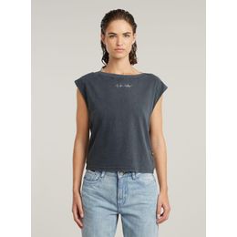 G-Star Raw T-Shirt G-STAR "Mini G-Script Logo Overdyed Top", Damen, Gr. XS, petrol gd, Obermaterial: 100% Baumwolle, Shirts T-Shirt