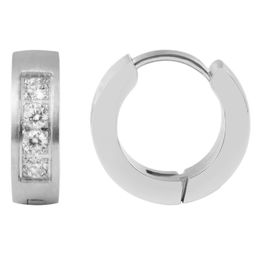 Adelia&acute;s Klappcreolen ADELIA&acute;S "Ohrringe &ndash; Klappcreole aus Edelstahl mit Strass Steinchen", Damen, Gr. Damen, Edelstahl, silber, Ohrringe Klappcreolen, Geschenkidee: zeitlos und vielseitig