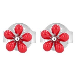 Adelia&acute;s Paar Ohrh&auml;nger ADELIA&acute;S "Ohrringe &ndash; Ohrstecker Blume aus 925 Silber mit Emaille", M&auml;dchen, Gr. M&auml;dchen, Silber 925 (Sterlingsilber), silber, Ohrringe, Ideal als Geschenk &ndash; dezent und elegant