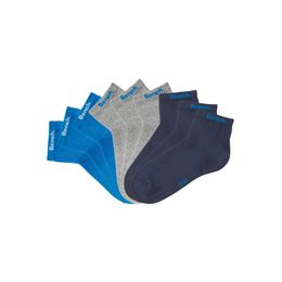 Sneakersocken Bench., Herren, Gr. 35-38, 3x marine, 3x royalblau, 3x grau meliert, Baumwollmischung, elastisch, Socken Sneakersocken, Sneakersocken mit klassischem Logoschriftzug