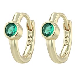 Adelia&acute;s Klappcreolen ADELIA&acute;S "Ohrringe &ndash; Klappcreole aus 925 Silber mit Zirkonia", Damen, Gr. Damen, Silber 925 (Sterlingsilber), gr&uuml;n (gold), Ohrringe Klappcreolen, Geschenkidee: zeitlos und vielseitig