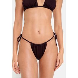 Bikini-Hose LSCN BY LASCANA "Nele", Damen, Gr. 40, N-Gr, lila (aubergine), Polyamid, leicht gl&auml;nzend, unifarben, Badehosen Bikini-Hose, mit gl&auml;nzender Beschichtung