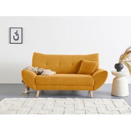 2-Sitzer Home Affaire "Basta, komfortable Wellenunterfederung, Breite 174cm", gelb, B:174cm H:80cm T:82cm, 100% Polyester, Sofas