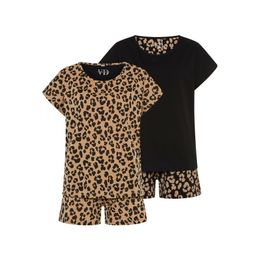 Shorty Vivance Dreams, Damen, Gr. 32/34, braun, Single Jersey, Obermaterial: 100% Baumwolle, bedruckt, loose fit h&uuml;ftlang, Rundhals, angeschnitten abgesteppt, Homewear-Sets Shorty, mit Seitennaht-Schlitze