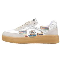 DOGO Damen Sneaker "Monet Low-Top Sneaker The Wise Owl Damen Sneaker", Gr. 36wei&szlig;, Lederimitat, Schuhe, Handgefertigt