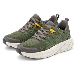 Sneaker John Devin "Schn&uuml;rschuh, Freizeitschuhe", Herren, Gr. 41, gr&uuml;n (oliv), Obermaterial: 70% Lederimitat, 30% Textilmaterial. Decksohle: 100% Textilmaterial. Futter: 100% Textilmaterial. Laufsohle: 100% Synthetik, Mesh, mehrfarbig, Schuhe Sneaker, im sportiven Look, Material-Mix mit Mesh-Einsatz VEGAN