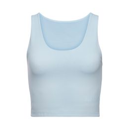 Crop-Top ELBSAND, Damen, Gr. L, blau (hellblau), Obermaterial: 73% Polyamid, 27% Elasthan. Futter: 100% Polyester, unifarben, figurbetont, tiefer Rundhals, Tops, mit Markenlogo