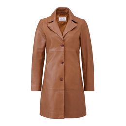 Kurzmantel RICANO "Mantel Marzia", Damen, Gr. M, cognac, Obermaterial: 100% Lammnappaleder LANA. Futter: 100% Polyester PES., normal, V-Ausschnitt, M&auml;ntel Kurzmantel, Handgefertigt aus echtem Leder
