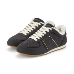 Sneaker Lascana "Sneaker, Schn&uuml;rschuh, Halbschuh", Damen, Gr. 36, schwarz, Obermaterial: 100% Textilmaterial. Decksohle: 100% Textilmaterial. Futter: 100% Textilmaterial. Laufsohle: 100% Synthetik, Basic, Schuhe Sneaker, Retro-Sneaker, Material-Mix VEGAN
