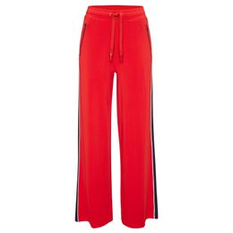 H.I.S. Jogginghose H.I.S, Damen, Gr. L, N-Gr, rot, Obermaterial: 90% Polyester, 10% Elasthan, unifarben mit Farbeinsatz, loose fit lang, Hosen Jogginghose, mit aufgesetztem Streifentape
