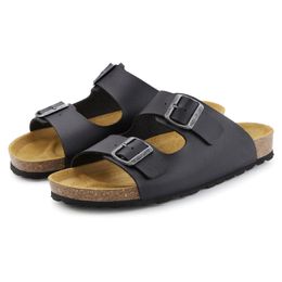 Beach Time Pantolette BEACHTIME "Sommerschuh", Herren, Gr. 43, schwarz, Obermaterial: 100% Synthetik. Decksohle: 100% Rindsleder. Futter: 100% Textilmaterial. Laufsohle: 100% Synthetik, unifarben, Schuhe Pantolette, Sandale mit bequemer Sohle
