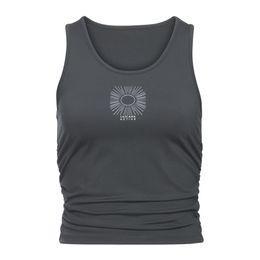 active by Lascana Sporttop LASCANA ACTIVE, Damen, Gr. S, petrol, Obermaterial: 79% Polyester, 21% Elasthan, unifarben, figurbetont, Rundhals, Tops Sporttop, mit seitlicher Raffung