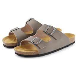 Beach Time Pantolette BEACHTIME "Sommerschuh", Herren, Gr. 41, taupe, Obermaterial: 100% Synthetik. Decksohle: 100% Rindsleder. Futter: 100% Textilmaterial. Laufsohle: 100% Synthetik, unifarben, Schuhe Pantolette, Sandale mit bequemer Sohle