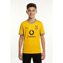 Fu&szlig;balltrikot Puma "BVB HOME JERSEY REPLICA JR", M&auml;dchen, Gr. 128, faster gelb, Puma schwarz, Web, Obermaterial: 100% Polyester, bedruckt, regular fit normal, Rundhals, Trikots Fu&szlig;balltrikot, f&uuml;r Jugendliche, mit Print-Applikationen, atmungsaktiv