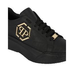 Sneaker Philipp Plein "Godzilla Crocco Gepr&auml;gt", Herren, Gr. 39, Normalschaft, 0293, schwarz, lightgold, Schuhe Sneaker