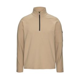 Funktionsshirt Bench., Herren, Gr. L (52/54), beige, Sweatware, Obermaterial: 89% Polyester, 11% Elasthan, kontrastfarbene Details, unifarben, bequem h&uuml;ftlang, ohne Ausschnitt, Raglan&auml;rmel Manschette, Shirts Funktionsshirt, mit Rei&szlig;erschlusstasche am &Auml;rmel