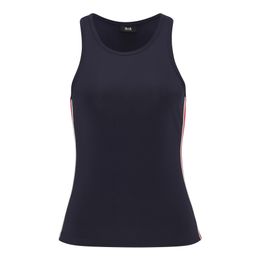 H.I.S. Trainingstop H.I.S, Damen, Gr. L, navy, Single Jersey, Obermaterial: 90% Polyester, 10% Elasthan, unifarben mit Farbeinsatz, tiefer Rundhals, Tops, mit Racerback