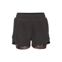 active by Lascana 2-in-1-Shorts LASCANA ACTIVE, Damen, Gr. L, N-Gr, schwarz, Obermaterial: 92% Polyester, 8% Elasthan. Unterteil: 85% Polyester, 15% Elasthan, unifarben mit Farbeinsatz, figurumspielend kurz, Hosen, mit Marmorprint-Detail
