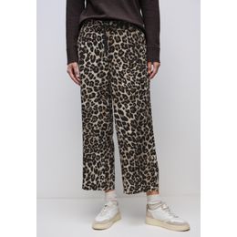 Culotte Street One, Damen, Gr. 32, L&auml;nge 26, schwarz, Stoff, 100% Viskose, bedruckt, loose fit kn&ouml;chelfrei, Hosen Culotte, High Waist