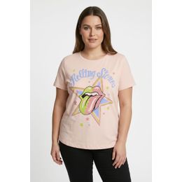Kurzarmshirt Only CARMAKOMA "CARROLL LIFE SS O-NECK REG TEE LC JRS", Damen, Gr. L, sepia rose print:stars, Jersey, Obermaterial: 100% Baumwolle, bedruckt, regular fit normal, Rundhals, Shirts