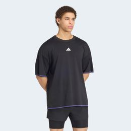 T-Shirt adidas Performance "M TRAIN GFX T", Herren, Gr. L, schwarz, Obermaterial: 65% Polyester, 35% Baumwolle, Rundhals, Shirts T-Shirt, mit sportlichem Stil, aus Polyester