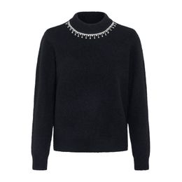 Strickpullover Kaffe "Strickpullover KAroxy", Damen, Gr. L, schwarz (schwarz deep cc), Obermaterial: 53% Polyester PES. 39% Polyacryl PAN. 5% Wolle mw. 3% Elasthan EL., Pullover Strickpullover