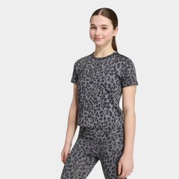 T-Shirt adidas Sportswear "JG AN AOP TEE", M&auml;dchen, Gr. 116, grau four, grau six, schwarz, grau six, Obermaterial: 80% Polyester, 20% Elasthan, Rundhals, Shirts T-Shirt, f&uuml;r Kinder, mit Rundhalsausschnitt, ohne Verschluss, aus Polyester