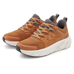 Sneaker John Devin "Schn&uuml;rschuh, Freizeitschuhe", Herren, Gr. 41, braun (camelfarben), Obermaterial: 70% Lederimitat, 30% Textilmaterial. Decksohle: 100% Textilmaterial. Futter: 100% Textilmaterial. Laufsohle: 100% Synthetik, Mesh, mehrfarbig, Schuhe Sneaker, im sportiven Look, Material-Mix mit Mesh-Einsatz VEGAN