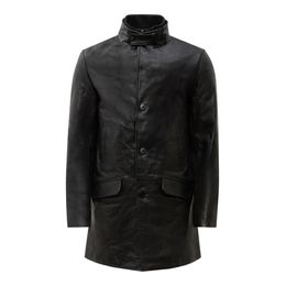 Ledermantel RICANO "Mantel Veetal", Herren, Gr. L, schwarz, Obermaterial: 100% B&uuml;ffelleder BL. Futter: 100% Polyester PES., normal, hoch geschlossener Ausschnitt, M&auml;ntel, Handgefertigt aus echtem Leder