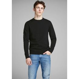 Jack & Jones Rundhalspullover JACK & JONES "JJEBASIC KNIT CREW NECK NOOS", Herren, Gr. L, schwarz, Strick, Obermaterial: 100% Baumwolle, regular fit normal, Rundhals, Rippb&uuml;ndchen, Pullover Rundhalspullover, Baumwolle, regular fit
