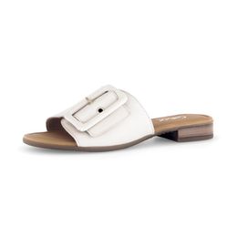 Pantolette Gabor "Rhodos", Damen, Gr. 38, creme, Glattleder, unifarben, Schuhe Pantolette, Blockabsatz, Sommerschuh, Schupfschuh in Weite G (= weit)