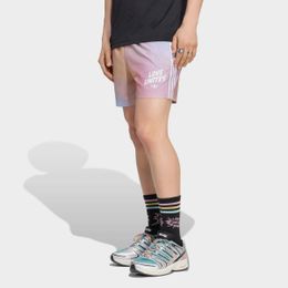 Shorts adidas originals "PRIDE AOP", Damen, Gr. 4XL, N-Gr, rainbow, normal, gr., Obermaterial: 100% Polyester, Hosen Shorts, f&uuml;r Schwimmen und Sportmode, ohne Verschluss, normal-weite Passform