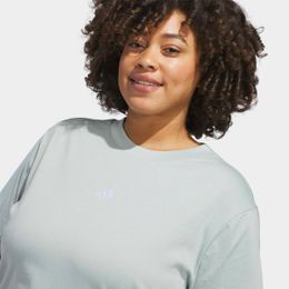 T-Shirt adidas Sportswear "W IN SL SJ T", Damen, Gr. 1X, grau (wonder sage, wei&szlig;), Obermaterial: 100% Baumwolle, Rundhals, Shirts T-Shirt, f&uuml;r Erwachsene, mit Rundhalsausschnitt, ohne Verschluss, aus Baumwolle