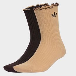 Sportsocken adidas originals "RUFFLE CR S 2P", Damen, Gr. L (43/45), magic beige, aurora coffee, Obermaterial: 72% Baumwolle, 26% Polyester, 2% Elasthan, Socken Sportsocken, f&uuml;r Erwachsene, im praktischen 2er-Set