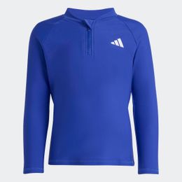 Bade-Shirt adidas Performance "LS RASHGD Y", M&auml;dchen, Gr. 152, N-Gr, blau (semi lucid blau), Obermaterial: 80% Polyamid, 20% Elasthan, Bikini-Oberteile, Kinder Bade-Shirt, im sportlichen Stil