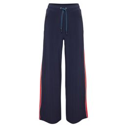 H.I.S. Jogginghose H.I.S, Damen, Gr. L, N-Gr, navy, Obermaterial: 90% Polyester, 10% Elasthan, unifarben mit Farbeinsatz, loose fit lang, Hosen Jogginghose, mit aufgesetztem Streifentape