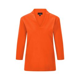 Kurzarmshirt GOLDNER "Kurzgr&ouml;&szlig;e Elegantes Basic-Shirt mit V-Ausschnitt", Damen, Gr. 19, orange (terrakotta), Obermaterial: 100% Baumwolle CO., Modisch, V-Ausschnitt, Shirts, V-Ausschnitt