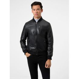 Blouson RICANO "Lederjacke Samuel", Herren, Gr. L, schwarz, Obermaterial: 100% Lammnappaleder LANA. Futter: 100% Polyester PES., normal, Rundhals, Jacken Blouson, Handgefertigt aus echtem Leder